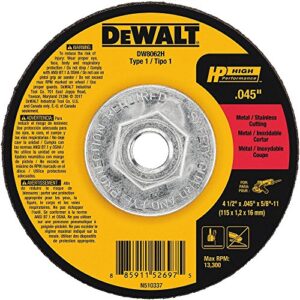 dewalt dw8062h 4-1/2" x .045" x 5/8"-11 hp type 1 cutting wheel