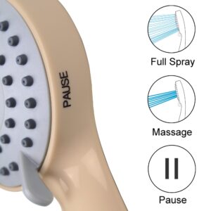 PIH High Pressure RV Handheld Shower Head Unit with Powerful Shower Spray w/Pause setting, Multi-functions, Bathroom Accessories w/ 59'' Hose, Bracket, Hose Clock