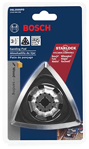 BOSCH OSL350SPD 1-Piece 3-1/2 In. Starlock Oscillating Multi Tool Wood Hook-and-Loop Delta Sanding Pad for Multipurpose Sanding Applications in Plywood, Hardwoods, Softwoods