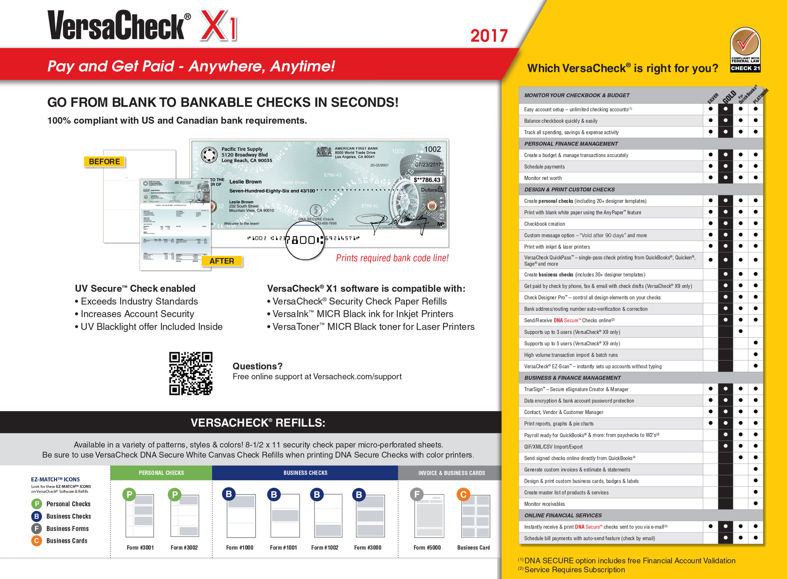 VersaCheck X1 Platinum UV Secure 2017