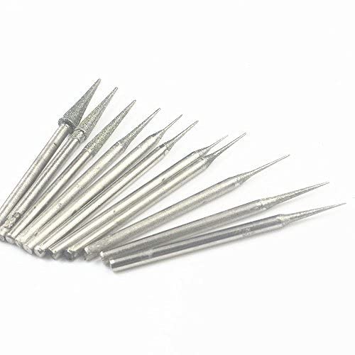 CAMAQUI 2.35mm Shank Tapered Head Diamond Grinding Burr Drill Bits Sets for Dremel Rotary Tools