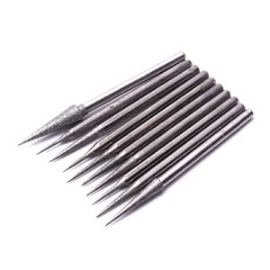 CAMAQUI 2.35mm Shank Tapered Head Diamond Grinding Burr Drill Bits Sets for Dremel Rotary Tools