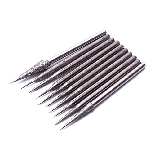 CAMAQUI 2.35mm Shank Tapered Head Diamond Grinding Burr Drill Bits Sets for Dremel Rotary Tools