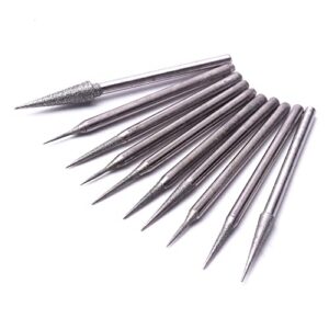 CAMAQUI 2.35mm Shank Tapered Head Diamond Grinding Burr Drill Bits Sets for Dremel Rotary Tools