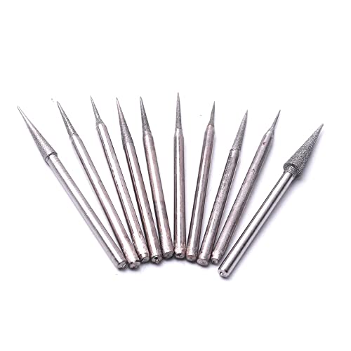 CAMAQUI 2.35mm Shank Tapered Head Diamond Grinding Burr Drill Bits Sets for Dremel Rotary Tools