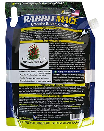 Nature's MACE Rabbit Repellent 7lb Granular/Covers 4,560 Sq. Ft. / Rabbit Repellent and Deterrent/Keep Rabbits Out of Your Lawn and Garden/Safe to use Around Children & Plants