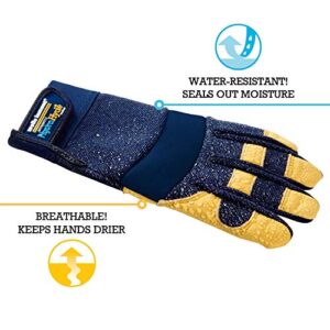 Wells Lamont Men's Leather Palm Work Gloves | Heavy Duty, Form Fitting for Improved Dexterity | Made with Water-Resistant HydraHyde, Large (3207L) , Blue