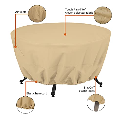 Classic Accessories Terrazzo Water-Resistant 42 Inch Round Fire Pit Table Cover