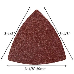 XXGO 51 Pcs Triangular 80mm 3-1/8 Inch Hook and Loop 60 80 100 120 240 Grits Oscillating Multi Tool Sandpaper and Triangle Multitool Sanding Pads Kits XG5106