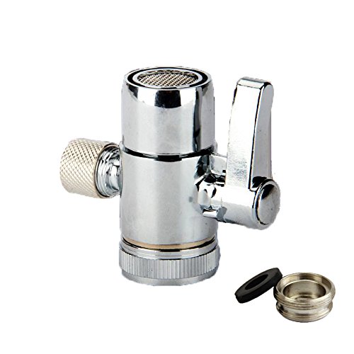 Weirun Kitchen Bathroom Sink Faucet Water Filter Diverter Valve for Push on 3/8 inch Tubing Replacement Part Adapter with M22 X M24 Connector,Polished Chrome