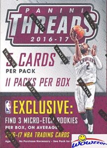 2016/2017 panini threads nba basketball exclusive factory sealed retail box with (3) micro-etch rookies! look for rookies & autographs of brandon ingram, jaylen brown,devin booker & many more! wowzzer