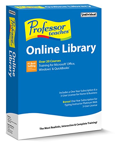 Individual Software Professor Teaches Online Library V.1 (3-Users) - Training for Office 2019 & 2016 Apps, Windows 10 Tutorials, QuickBooks 2021 & 2020 & More!