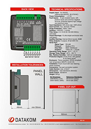 DATAKOM DKM-0208 Alarm Annunciator, 8ch, DC Power Supply