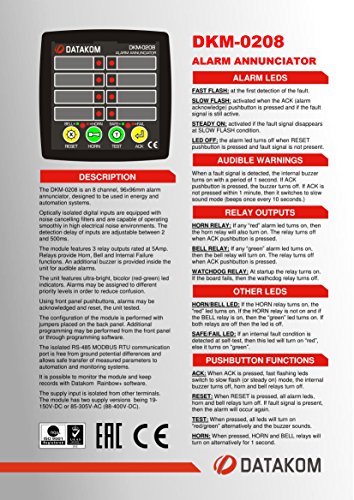 DATAKOM DKM-0208 Alarm Annunciator, 8ch, DC Power Supply