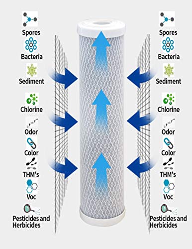 CFS – 2 Pack Whole House Replacement Cartridge Compatible with Hydrologic 100, 200 Filter – Remove Bad Taste & Odor – Includes Carbon Block Filter & Polypropylene Sediment Filter Cartridge - 5 Micron