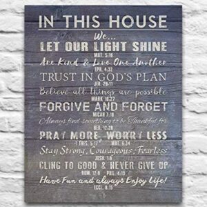 In This House Photo Print, Christian Bible Verse Family Rules Art, Scripture Inspirational Wall and Home Decor Poster, Unframed, Housewarming Gift, 8x10 Inches