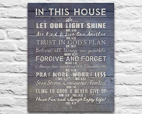 In This House Photo Print, Christian Bible Verse Family Rules Art, Scripture Inspirational Wall and Home Decor Poster, Unframed, Housewarming Gift, 8x10 Inches