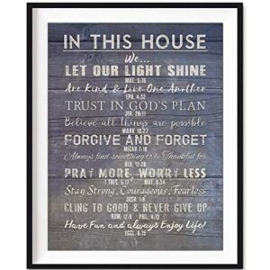 In This House Photo Print, Christian Bible Verse Family Rules Art, Scripture Inspirational Wall and Home Decor Poster, Unframed, Housewarming Gift, 8x10 Inches