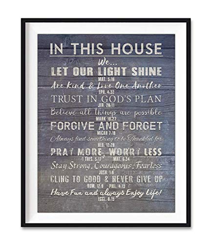 In This House Photo Print, Christian Bible Verse Family Rules Art, Scripture Inspirational Wall and Home Decor Poster, Unframed, Housewarming Gift, 8x10 Inches