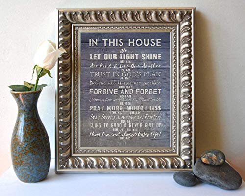 In This House Photo Print, Christian Bible Verse Family Rules Art, Scripture Inspirational Wall and Home Decor Poster, Unframed, Housewarming Gift, 8x10 Inches