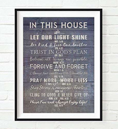 In This House Photo Print, Christian Bible Verse Family Rules Art, Scripture Inspirational Wall and Home Decor Poster, Unframed, Housewarming Gift, 8x10 Inches