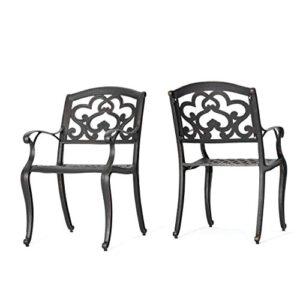 christopher knight home austin outdoor cast aluminum dining chairs, 2-pcs set, shiny copper