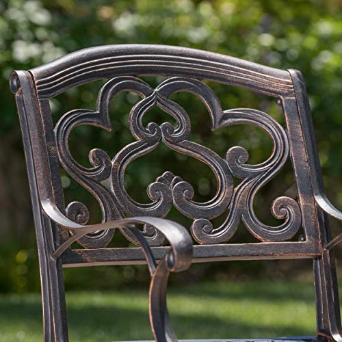 Christopher Knight Home Austin Outdoor Cast Aluminum Dining Chairs, 2-Pcs Set, Shiny Copper