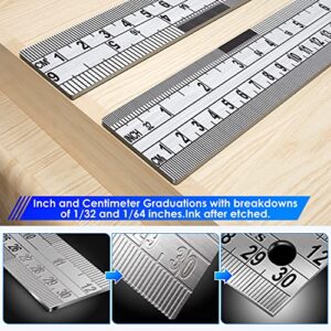 Gimars 3 Pcs Nonslip Unique Measure on Both Ends Design 6 +12 inch Stainless Steel Metal Ruler Kit, Easy to Read Inch&mm&cm Directly, More Polished Edge for School, Office, Architect, Engineers, Craft