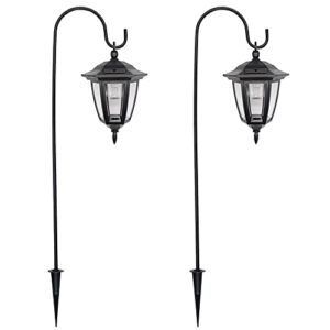 maggift 34 inch hanging solar lights outdoor waterproof solar garden lights with 2 shepherd hooks landscape lighting for lawn patio yard pathway driveway,2 pack