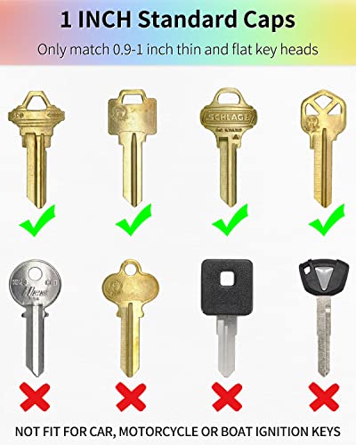 Uniclife 32 Pcs Key Cap Covers 1 Inch Key Head Protectors Soft Flexible Key Identifiers for Standard Regular Thin Flat House Keys (Not Suitable for Odd-Shaped Keys), 8 Colors