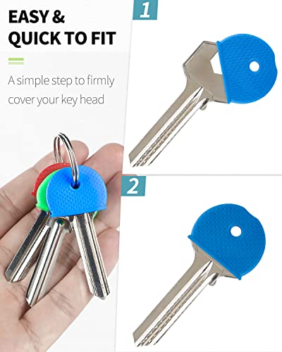 Uniclife 32 Pcs Key Cap Covers 1 Inch Key Head Protectors Soft Flexible Key Identifiers for Standard Regular Thin Flat House Keys (Not Suitable for Odd-Shaped Keys), 8 Colors