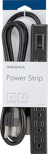 Insignia - 6-Outlet Power Strip - Black