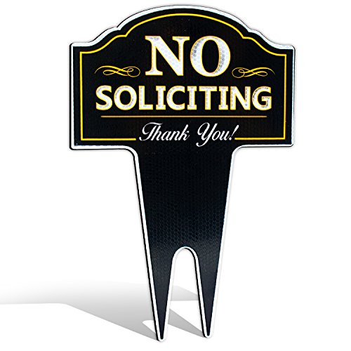 Signs Authority No Soliciting Sign For House Reflective Outdoor Yard Signs for Home/Business | 15"x9.5" DiBond Aluminum No Soliciting Yard Sign | No Soliciting, Deter Door Knockers and Bell Ringer