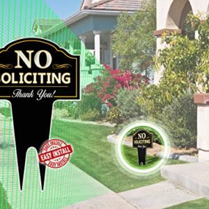 Signs Authority No Soliciting Sign For House Reflective Outdoor Yard Signs for Home/Business | 15"x9.5" DiBond Aluminum No Soliciting Yard Sign | No Soliciting, Deter Door Knockers and Bell Ringer