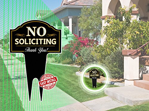 Signs Authority No Soliciting Sign For House Reflective Outdoor Yard Signs for Home/Business | 15"x9.5" DiBond Aluminum No Soliciting Yard Sign | No Soliciting, Deter Door Knockers and Bell Ringer