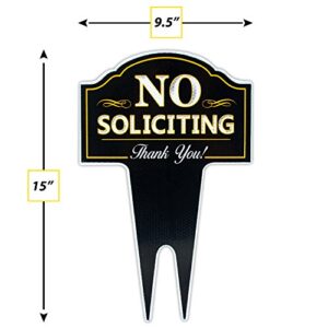 Signs Authority No Soliciting Sign For House Reflective Outdoor Yard Signs for Home/Business | 15"x9.5" DiBond Aluminum No Soliciting Yard Sign | No Soliciting, Deter Door Knockers and Bell Ringer