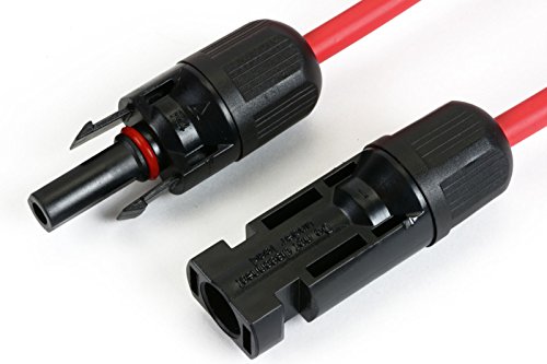 Temco 1 Pair 5 ft Solar Panel Extension Black + Red Connector Male Female 10 AWG Gauge PV Cable Wire