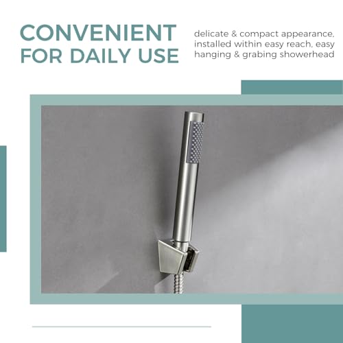 Handheld Shower Head Bracket with Two Slot, Aomasi Bidet Sprayer Hanger Bathroom Hose Shower Wand Holder Wall Mount Brushed Nickel