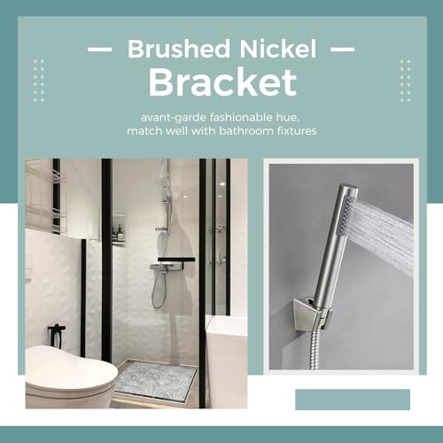 Handheld Shower Head Bracket with Two Slot, Aomasi Bidet Sprayer Hanger Bathroom Hose Shower Wand Holder Wall Mount Brushed Nickel