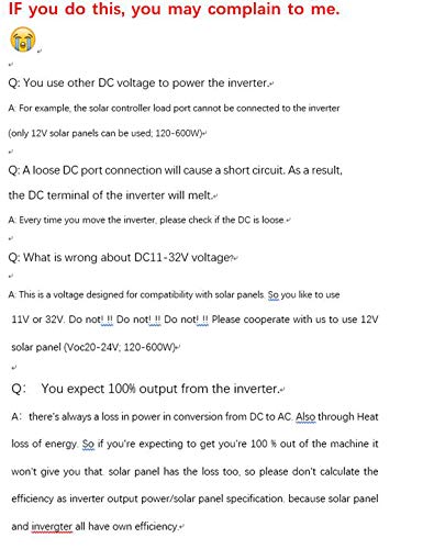 Y&H Grid Tie Inverter 600W Stackable DCDC15-28V PV Input AC110V MPPT Pure Sine Wave Micro Inverter fit for 12V Solar Panel/24V Battery