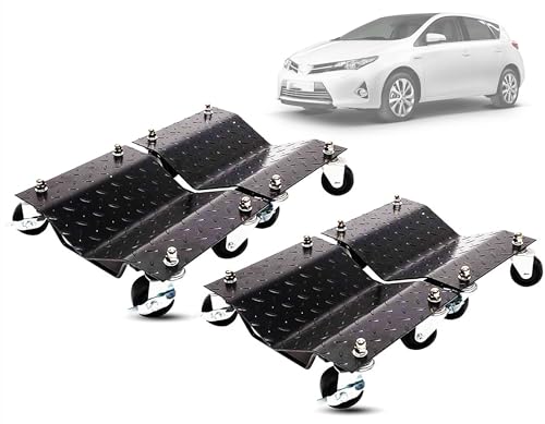 MOTOOS Car Tire Repair Tools Wheel Dolly Set of 4, 3", Vehicle Auto Repair Moving Car Dolly Set, Black Body Hammers and Dollies