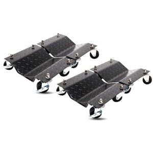 MOTOOS Car Tire Repair Tools Wheel Dolly Set of 4, 3", Vehicle Auto Repair Moving Car Dolly Set, Black Body Hammers and Dollies