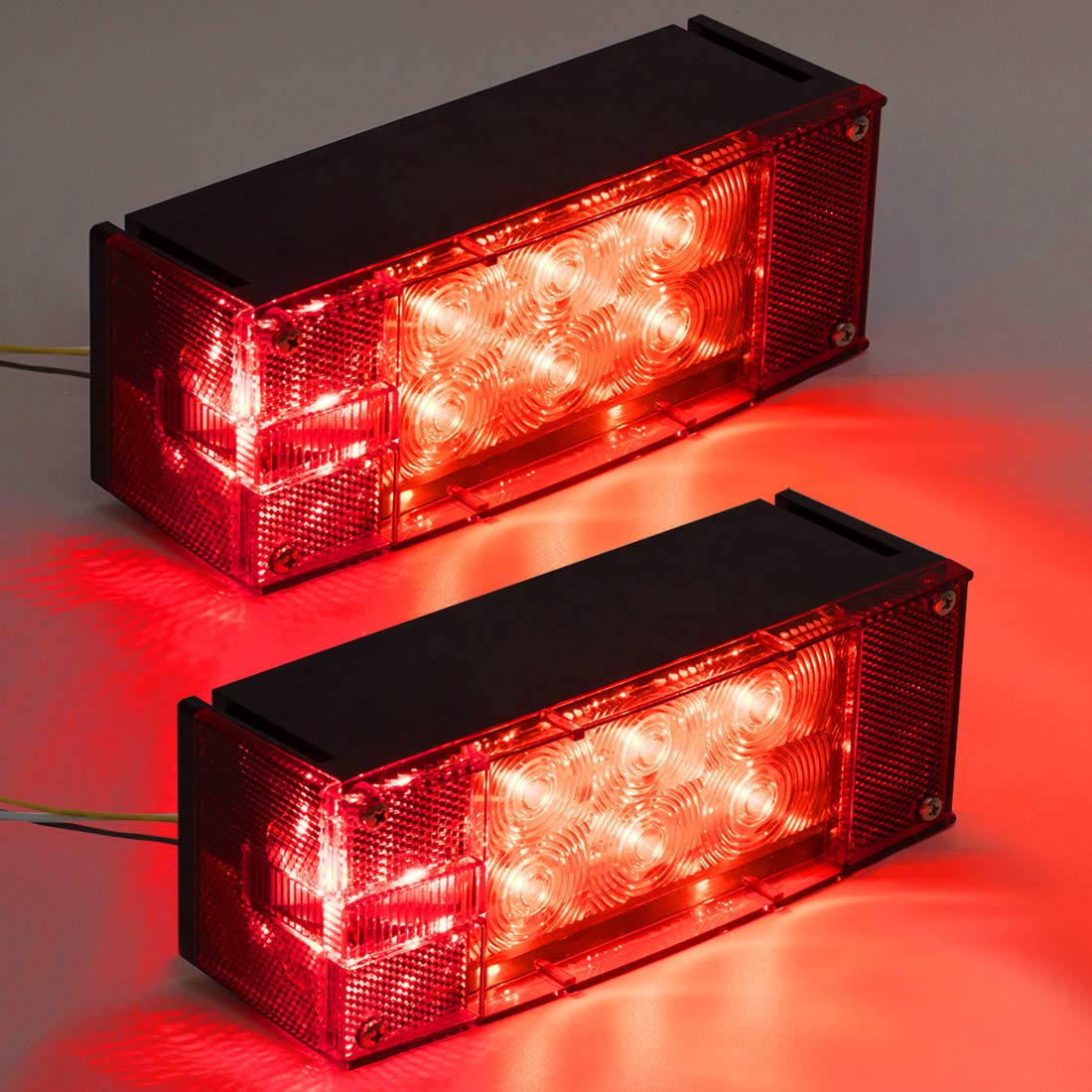 CZC AUTO 2PCS 12V LED Submersible Low Profile Rectangular Trailer Lights, Tail Stop Turn Running Lights Kit, Sealed for Boat Trailer Truck Marine