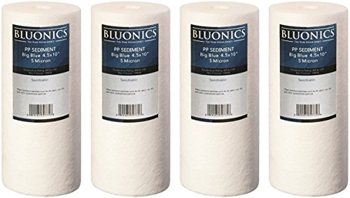 Bluonics 4.5" x 10" Sediment Water Filters (5 Micron) 4 Whole House Cartridges