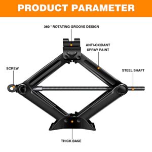 Car Scissor Jack Lift Leveling with Crank Handle Roadside Emergency for Honda Civic/Accord/CR-V/Element/Odyssey/Pilot, 2-Ton Max. 360mm Work Height