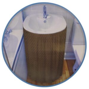 Dependable Industries Inc. Essentials Fabric Sink Skirt Diamond Stitch Chocolate Brown Self Stick Adhesive Easy Installation