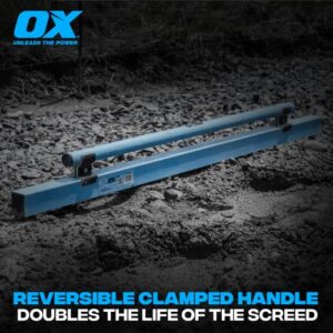 OX TOOLS Pro Series 96-Inch Concrete Screed with Leveling Vial | Aluminum | Lightweight & Reversable Handle | Screed for Cutting and Smoothing | 8' Concrete Screed