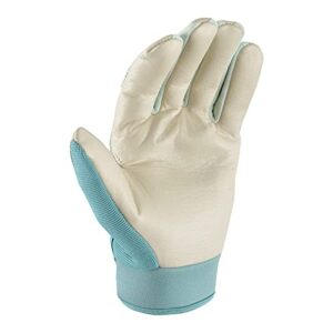 Wells Lamont Women's Hybrid Work/Gardening Gloves | Water-Resistant HydraHyde Leather |Aqua, Medium (3204M)