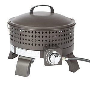 fire sense 62133 sporty campfire portable fire pit lpg gas 60,000 btu outdoor firepit includes propane stand included - dark bronze - round - 15"