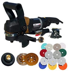 stadea swp112k concrete countertop polishing tools package - wet polisher, concrete grinding wheel, concrete polishing pads kit for concrete countertop polishing